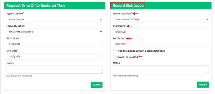 How to record Sick leave