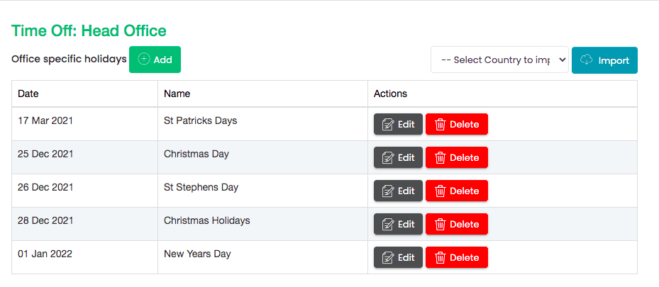 How to create a mandatory holiday