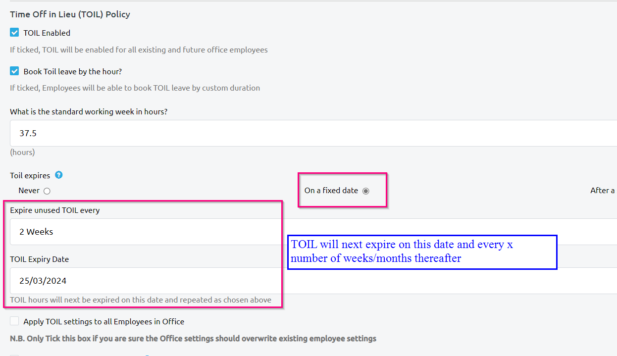 Types of TOIL (Time off in Lieu)