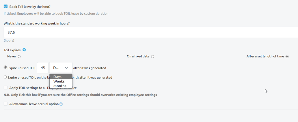 Types of TOIL (Time off in Lieu)