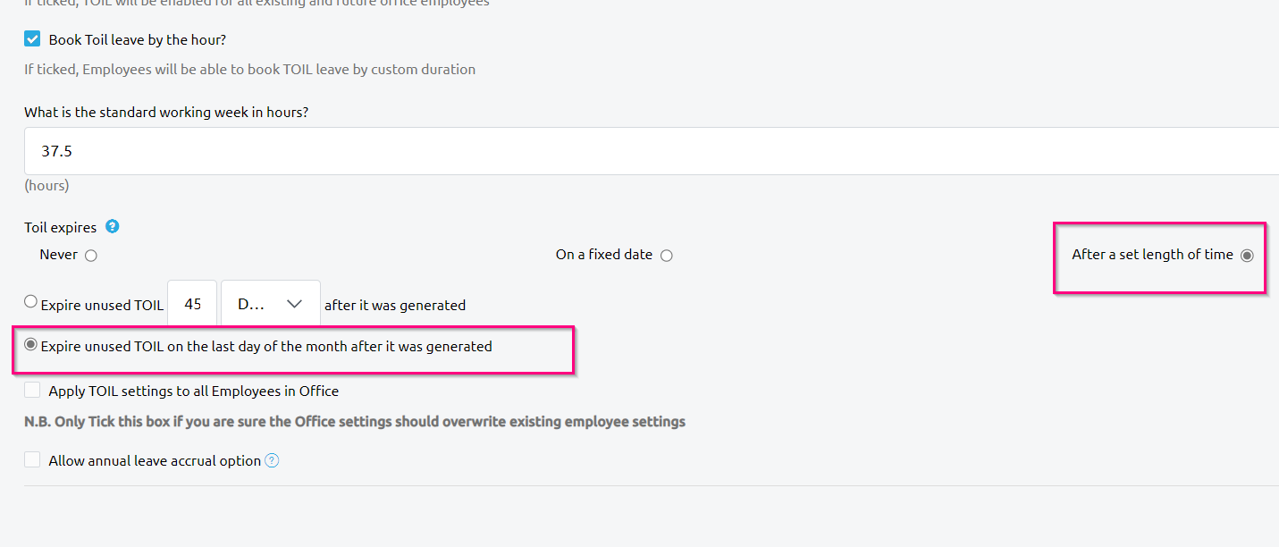 Types of TOIL (Time off in Lieu)
