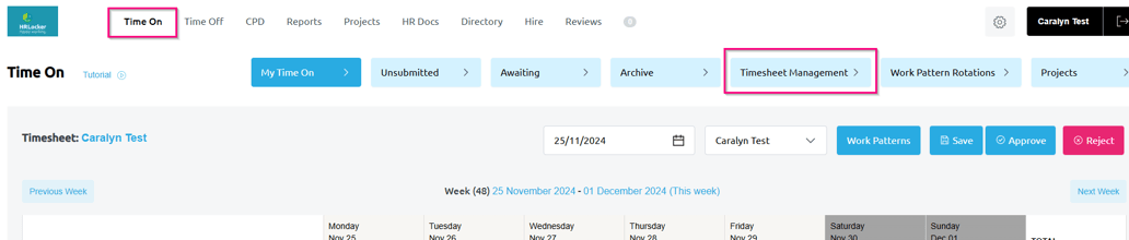 Timesheet Management Interface: User Guide
