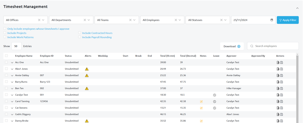 Timesheet Management Interface: User Guide