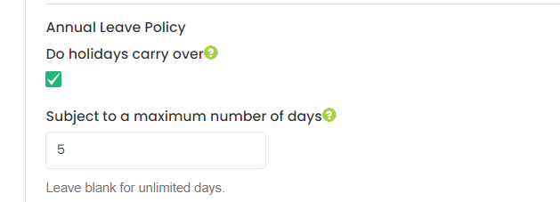 End of year Annual leave carry over