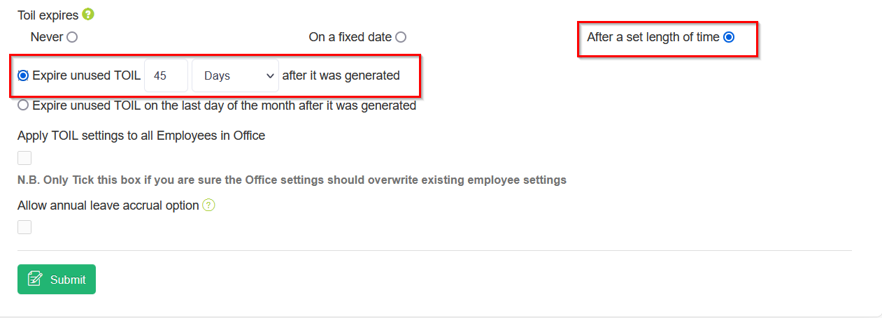 Types of TOIL (Time off in Lieu)