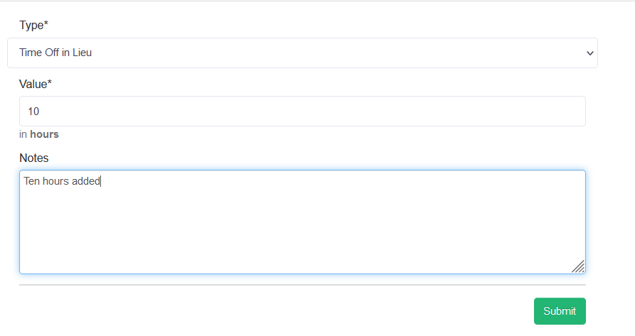 Manual Adjustments for TOIL